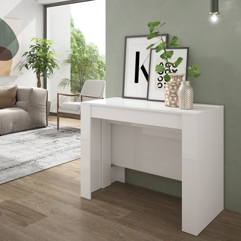 Mesa extraíble grande, 5 posiciones, diferentes usos, blanca