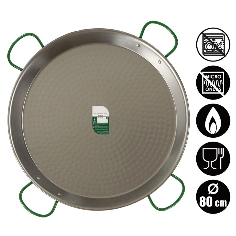 Paellera grande acero pulido, 4 asas, diámetro 80 cm, 40 raciones