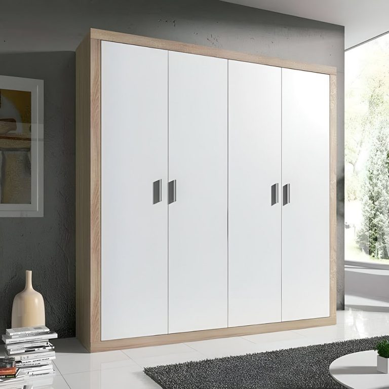 Armario grande 4 puertas batientes, ancho 196 cm, 2 barras de colgar, 2 ...