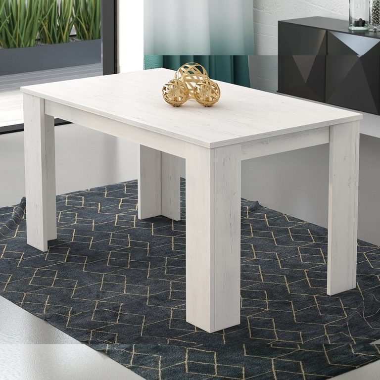 Mesa comedor rectangular, 140 x 80 cm, patas anchas