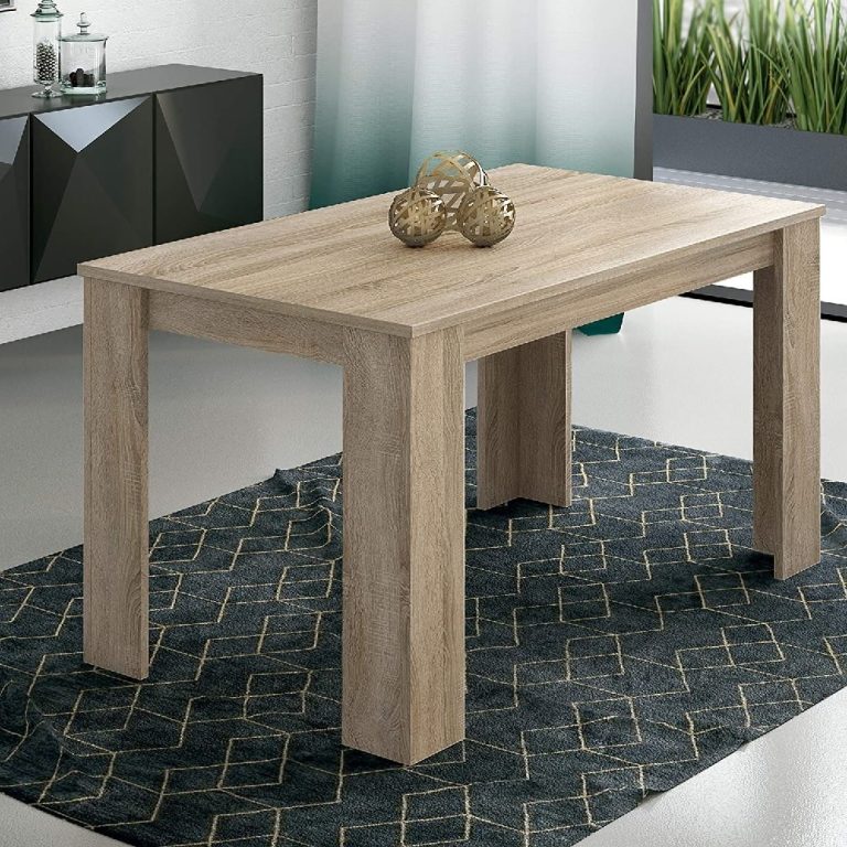 Mesa comedor rectangular, 140 x 80 cm, patas anchas