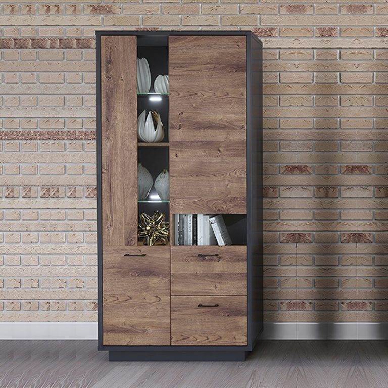 Mesa centro, tapa elevable, acabado de textura madera oscura, grafito ...