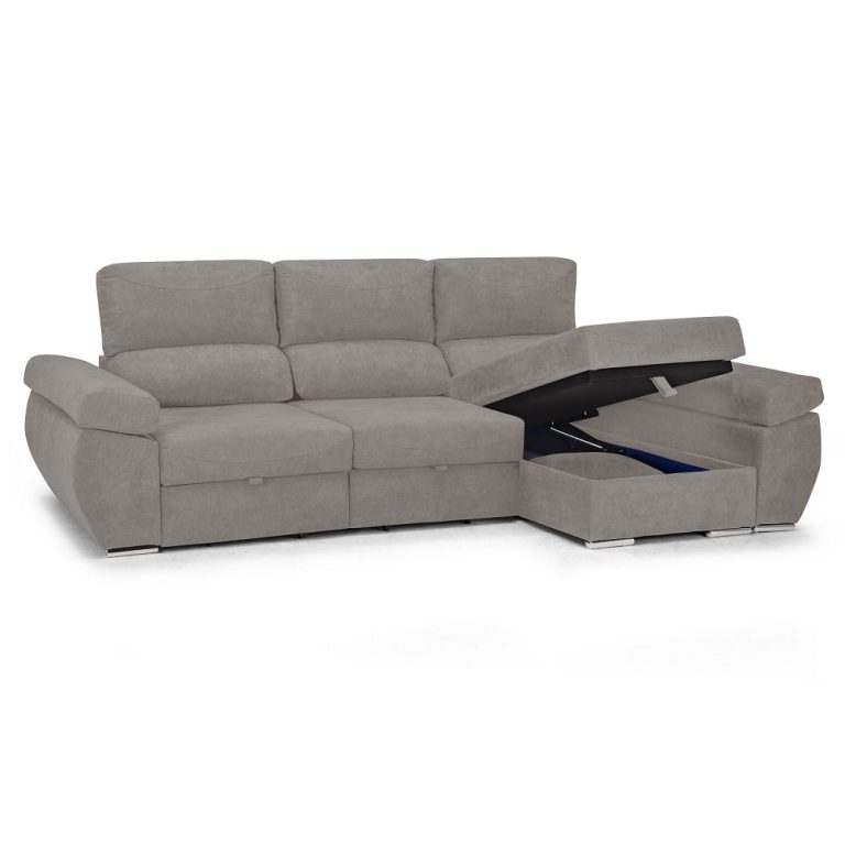 Sofá chaise longue 3 plazas, reclinable, deslizante, arcón - Lecco