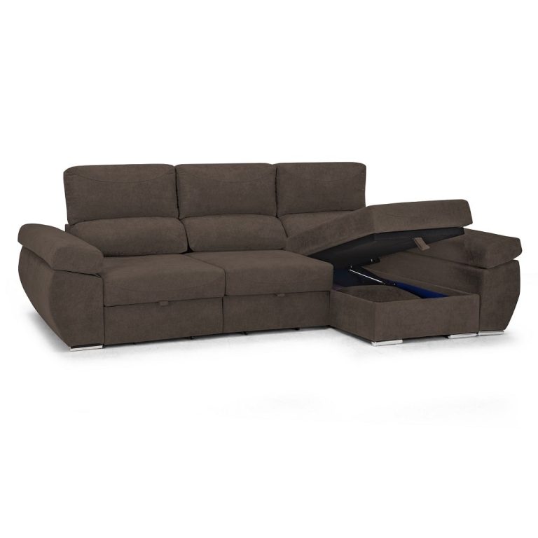 Sofá chaise longue 3 plazas, reclinable, deslizante, arcón - Lecco