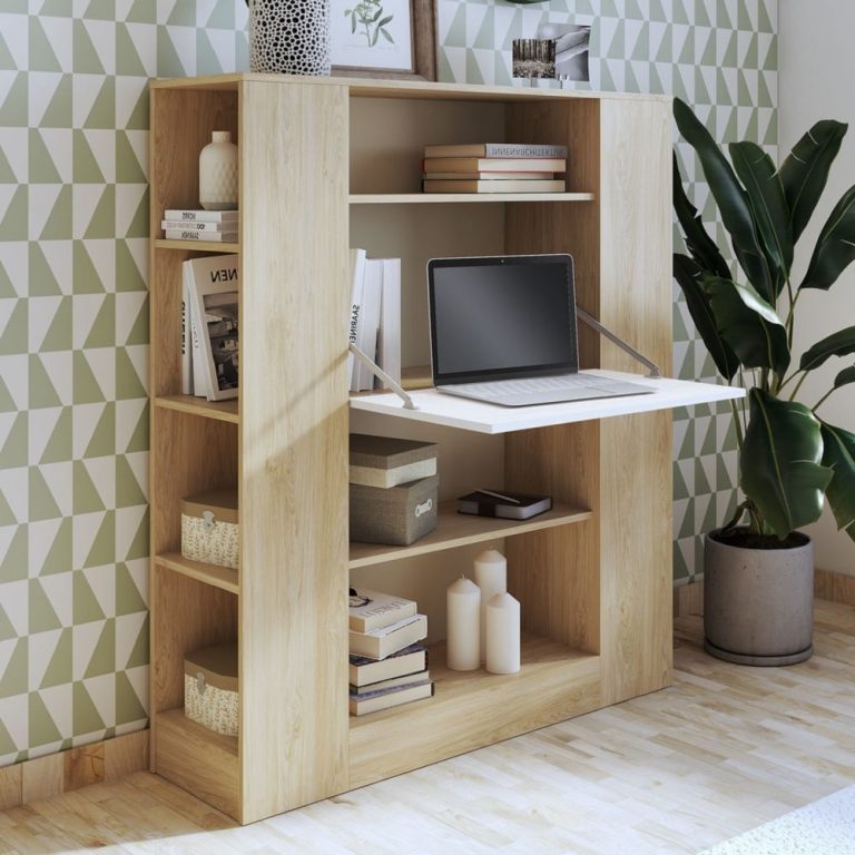 Estantería con mesa escritorio plegable – Miki - MEBLERO